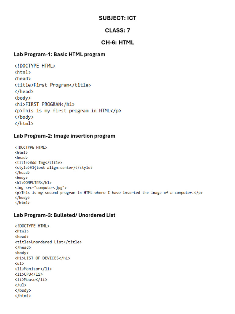 LabPrograms Grade 7 | PDF