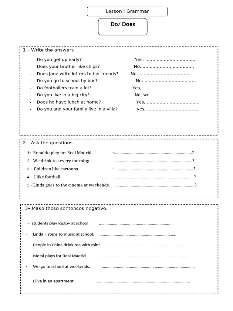 Do/Does Questions and Answers Guide | PDF