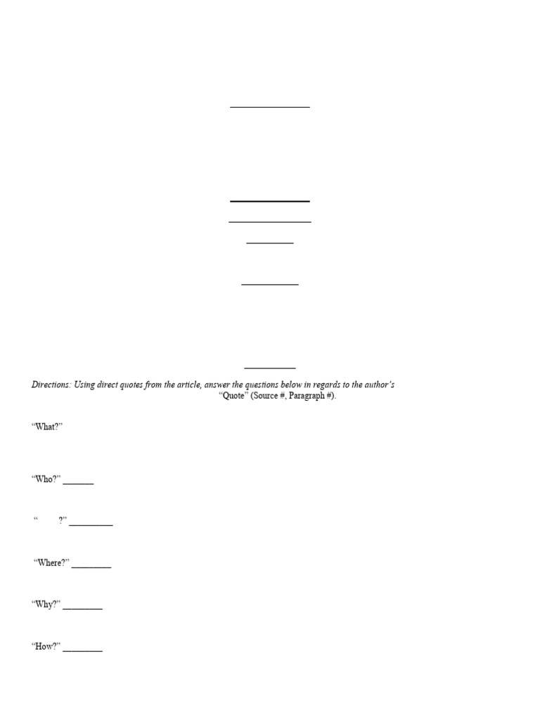 Achieve 3000 Article Analysis Worksheet | PDF
