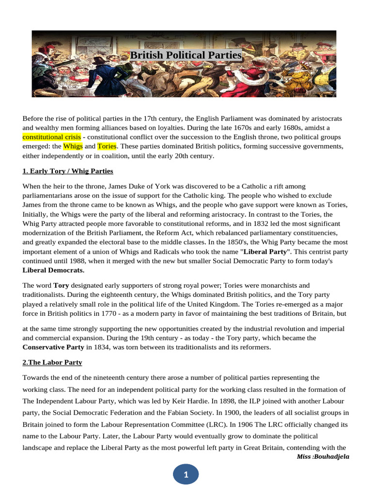 British Political Parties | PDF | Whigs (British Political Party ...