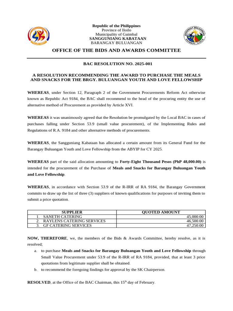 Bac Resolution 2025-001 | PDF | Government