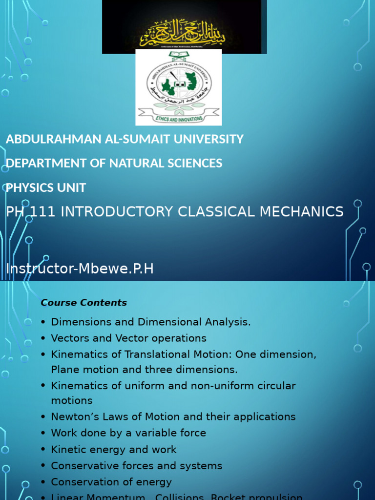 PH 111 Dimensional Analysis Lecture 1 | PDF | Force | Classical Mechanics