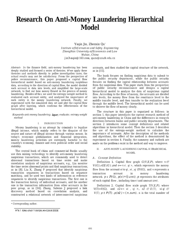 Research On Anti-Money Laundering Hierarchical Model | PDF | Vertex ...