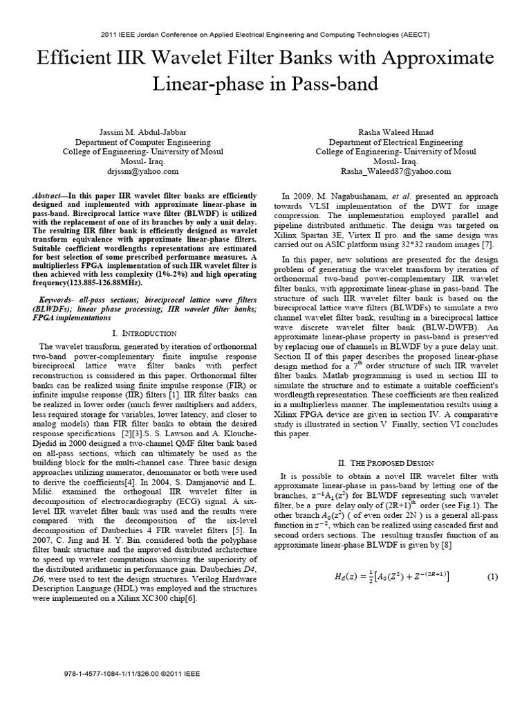 2 Efficient IIR Wavelet Filter Banks With Approximate | PDF | Wavelet ...