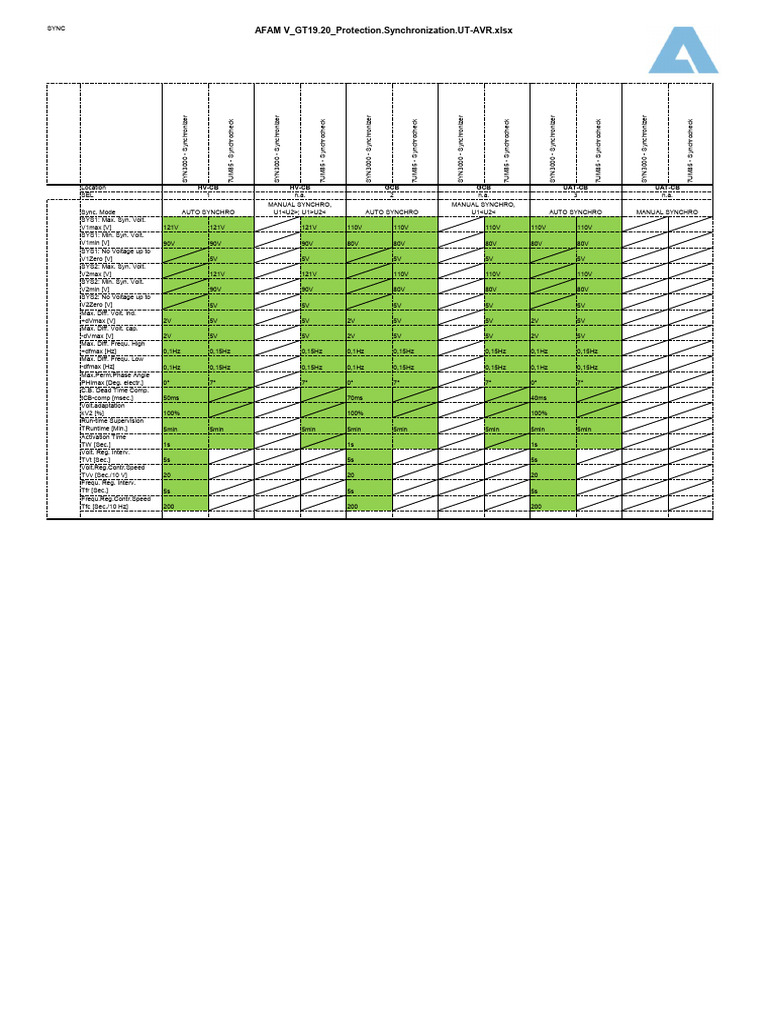 AFAM V GT19.20 Synchronization Settings | PDF