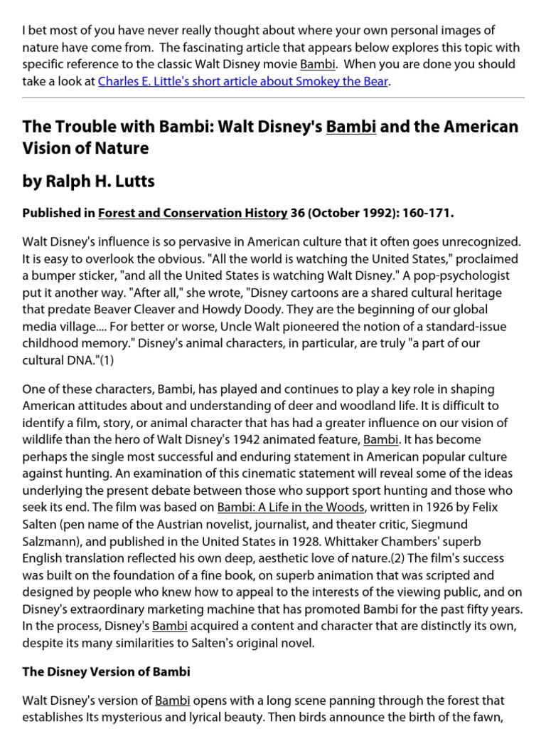The Trouble With Bamb Pdf Deer White Tailed Deer