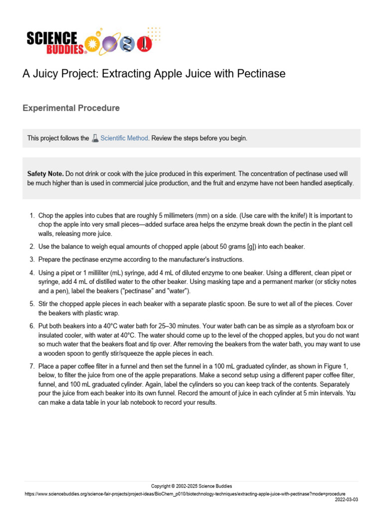 Extracting Apple Juice With Pectinase | PDF | Juice | Diet & Nutrition