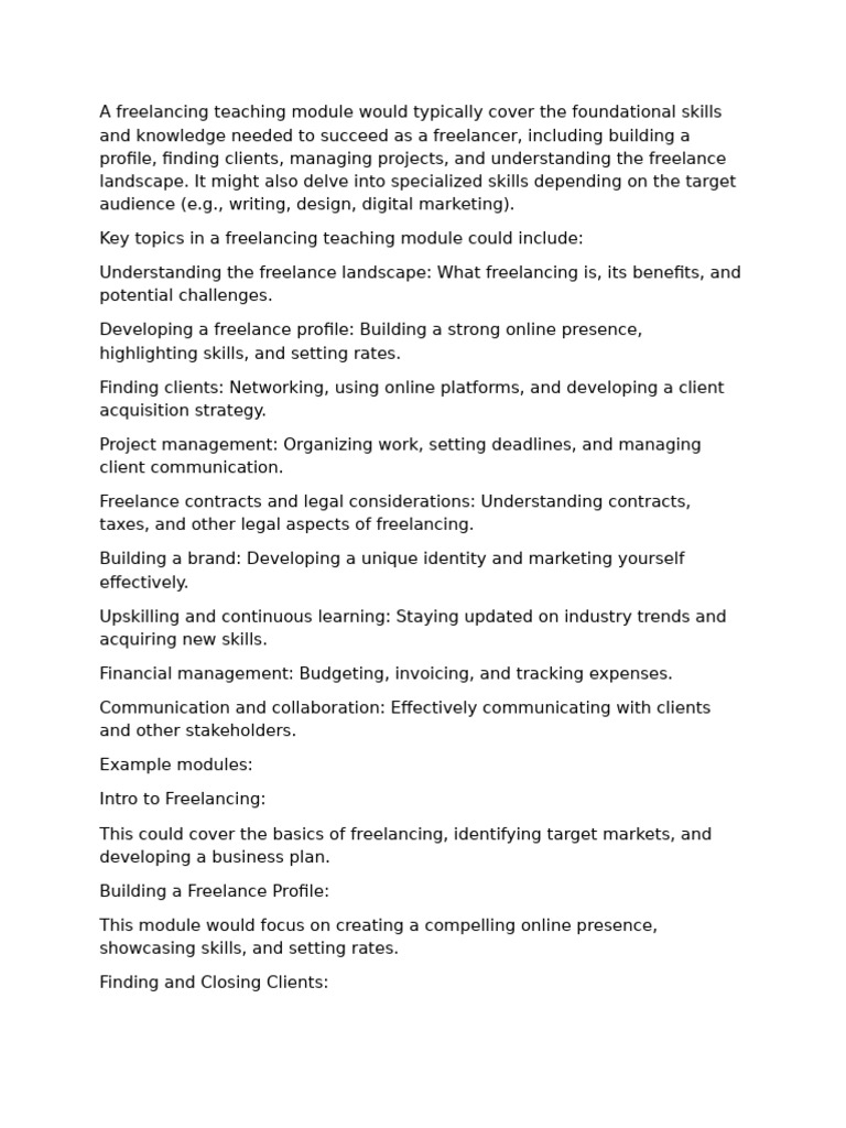 Freelance Teaching Module | PDF | Freelancer | Project Management