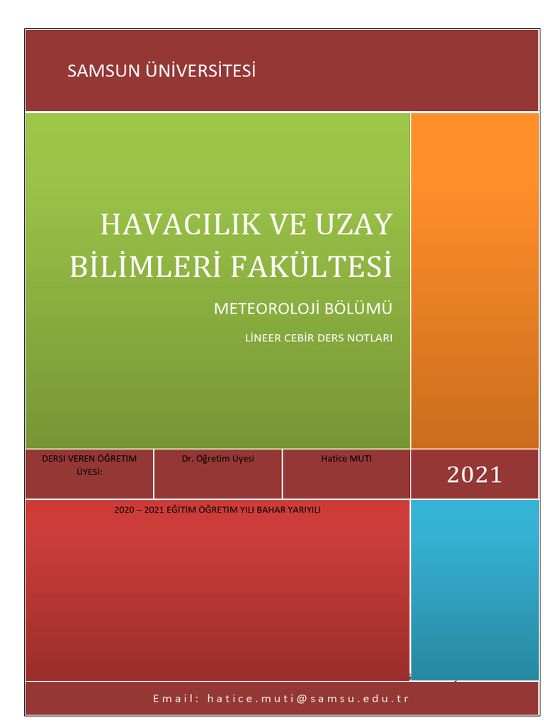 Lineer Cebir Ders Notu 1 Hafta | PDF
