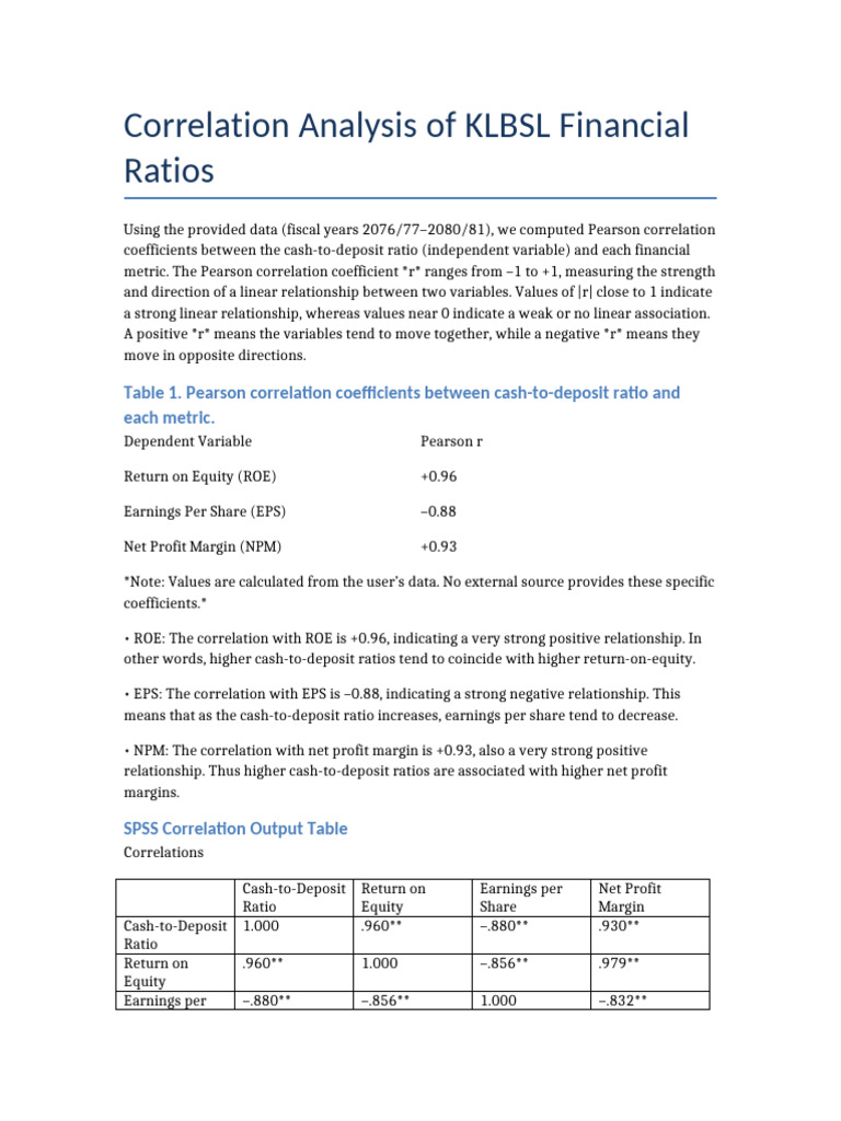 Correlation Analysis KLBSL | PDF | Data Analysis | Multivariate Statistics