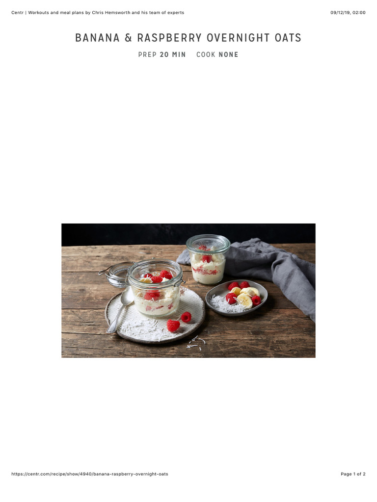 Banana & Raspberry Overnight Oats | PDF | Foods | Cuisine