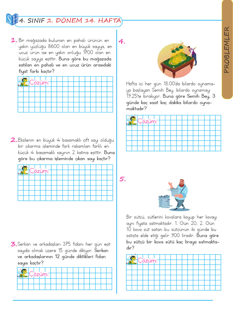 Sinif 14. Hafta Haftalik Problemler | PDF