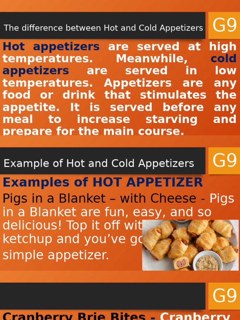 Hot vs Cold Appetizers Explained | PDF | Hors D'oeuvre | Food And Drink ...
