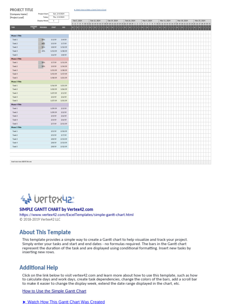 Simple Gantt Chart Ms KKKK | PDF | Spreadsheet