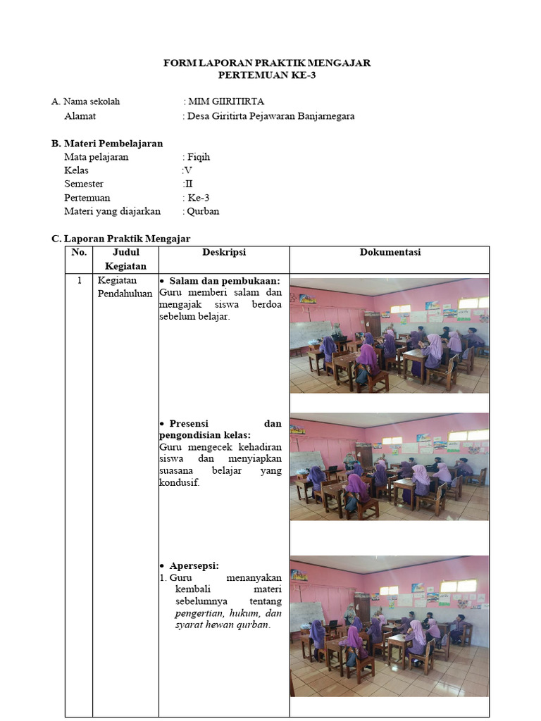 A2 - Sri Purwati - 2281130090 - Form Laporan Mengajar Ke 3 - Salin | PDF