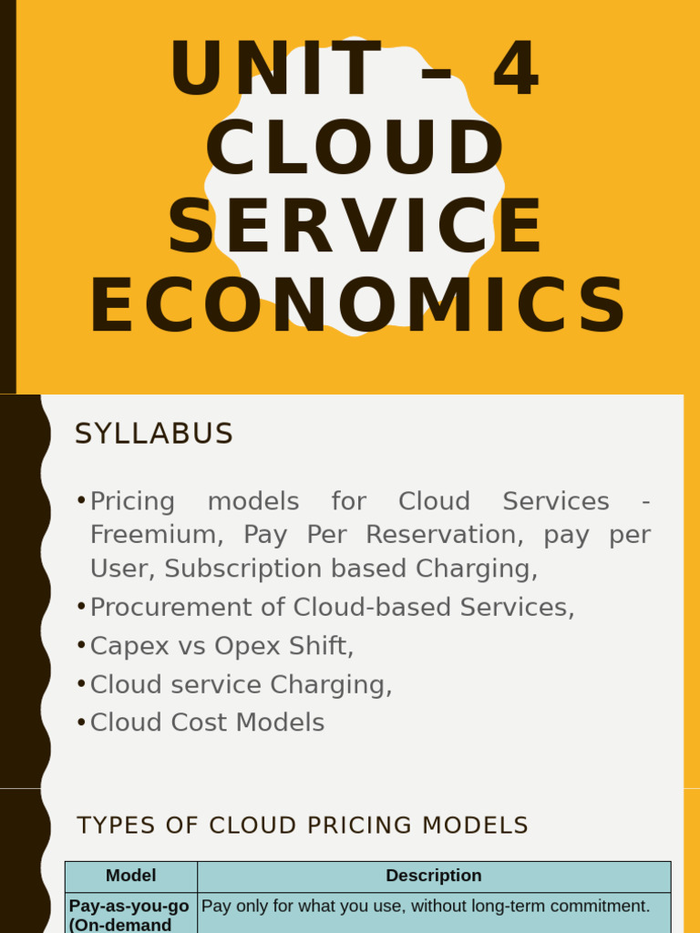 Unit - 4 | PDF | Cloud Computing | Pricing