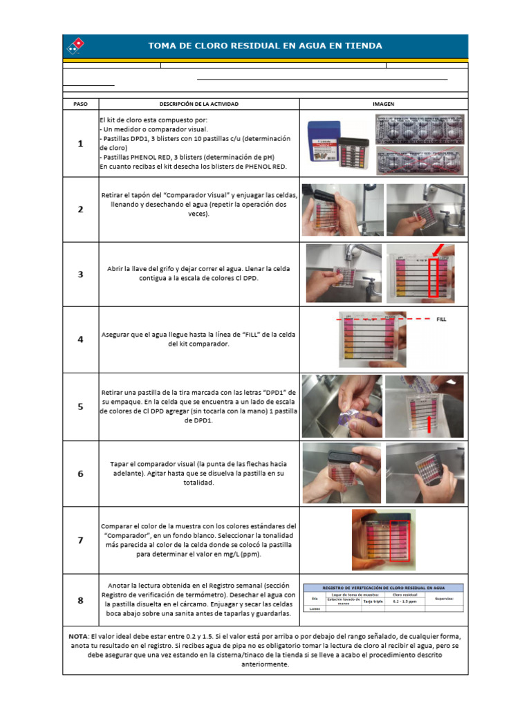 Medición de Cloro en Agua para Tiendas | PDF | Agua | Materiales ...