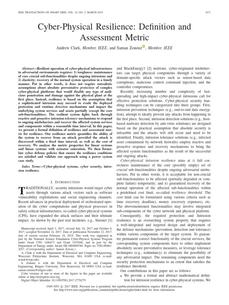 Cyber-Physical Resilience Metrics Explained | PDF | Computer Security ...
