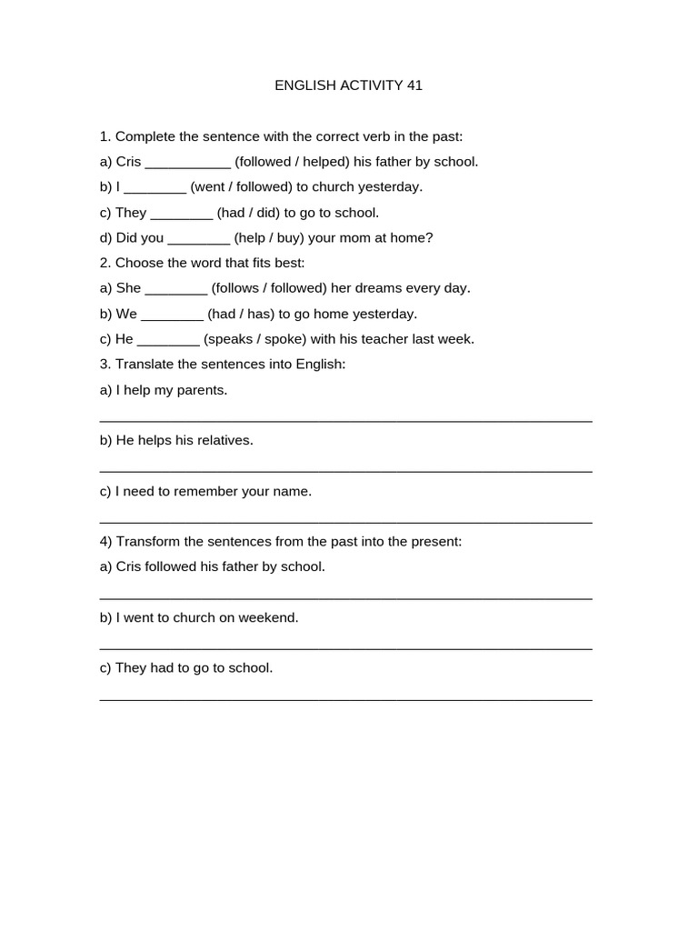 English Activity 41 | PDF