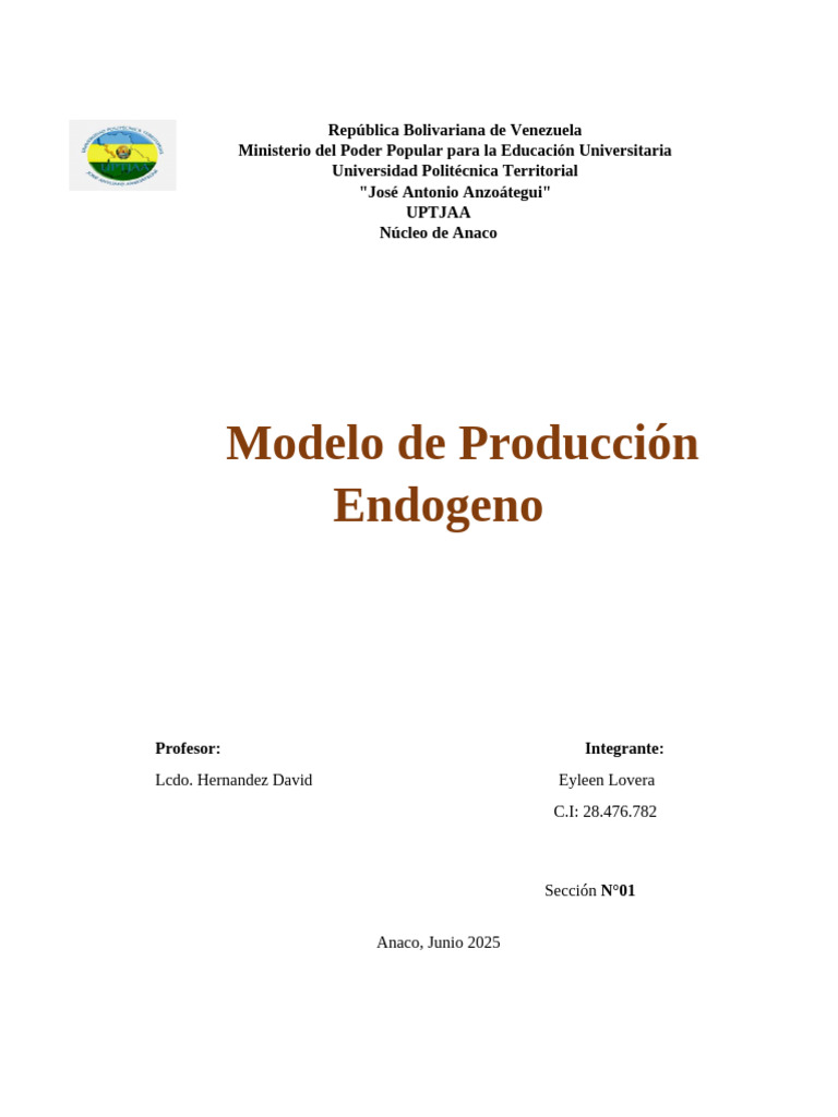 Modelo de Produccion Endogeno | PDF | Sustentabilidad | Desarrollo ...