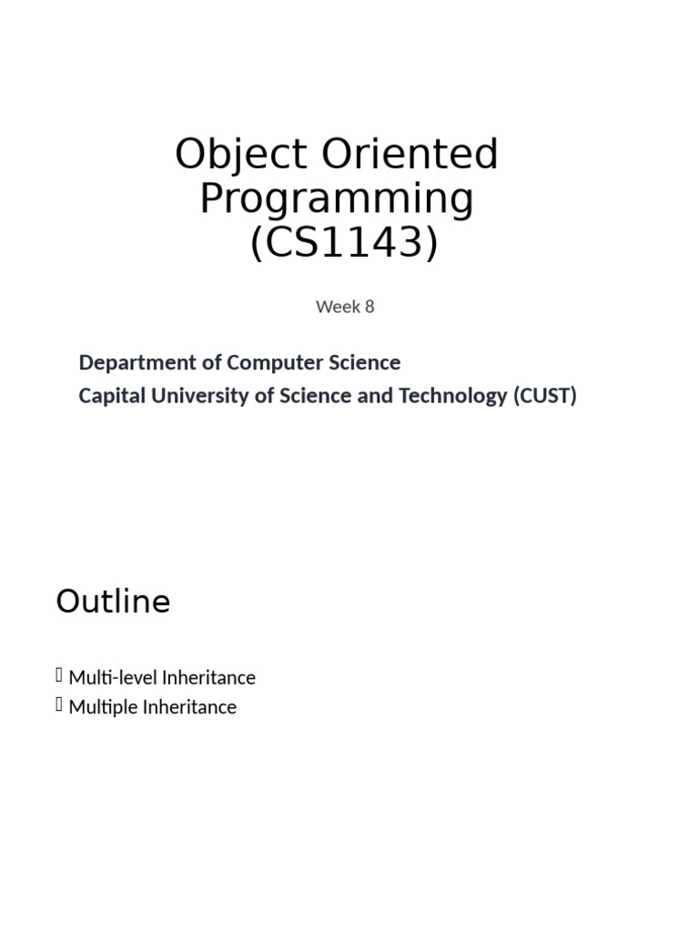 Lecture 8-Week8 - Multilevel Inheritance, Multiple Inheritance | PDF | Inheritance (Object ...
