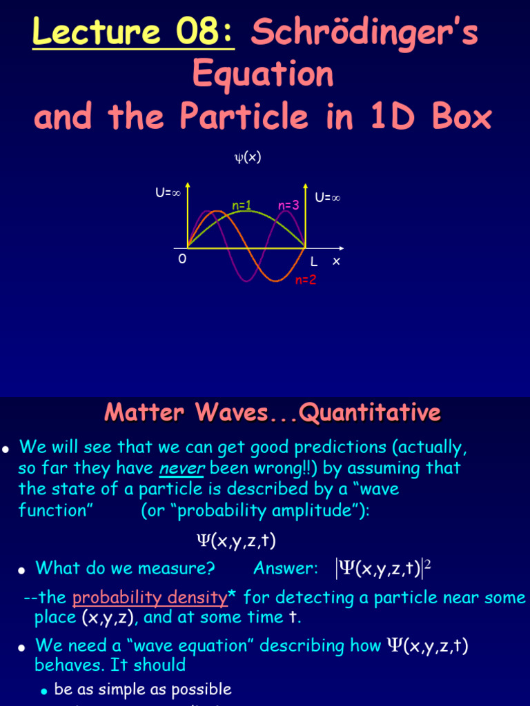 Nlt-c8 - Particles in 1D Box | PDF | Schrödinger Equation | Wave Function