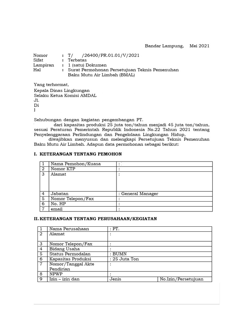 Contoh Permohonan Pertek | PDF