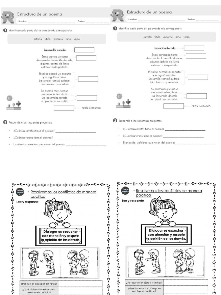 Ejercicio de Poema para Tercer Grado Fase 4 | PDF