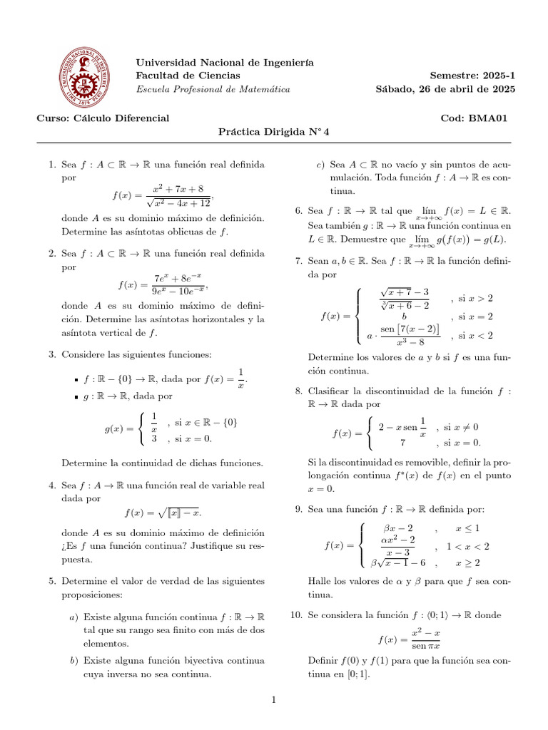 Bma01 PD4 2025 1 | PDF | Función (Matemáticas) | Análisis