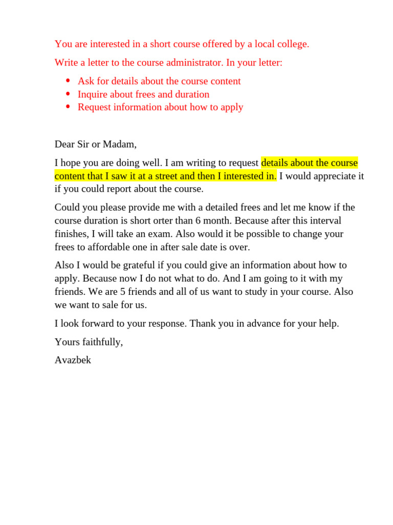 Request for Short Course Details | PDF