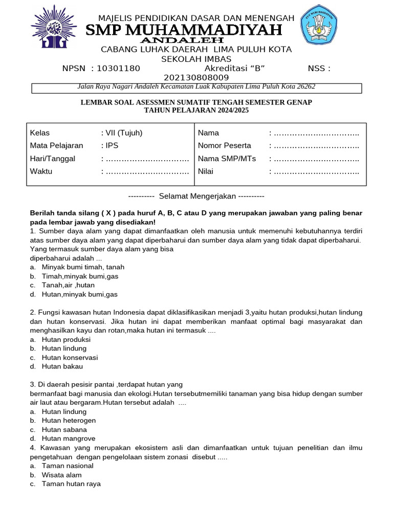 Sat Ips Sem 2 Kumer Kelas 7 | PDF