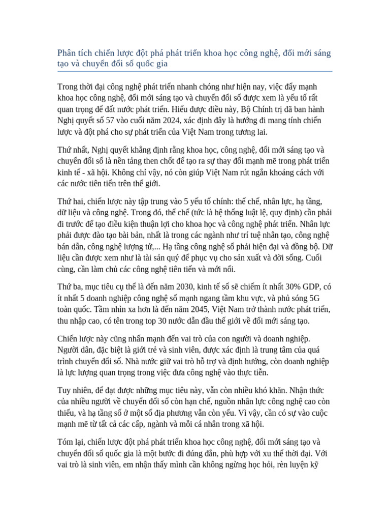 Phan Tich Chien Luoc KHCN Doi Moi Sang Tao | PDF