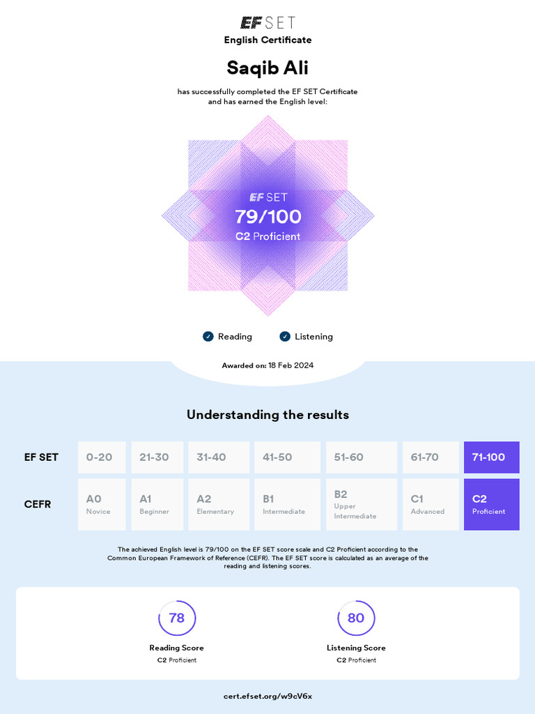 EF SET Certificate | PDF