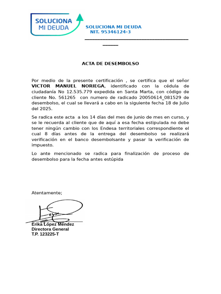 Acta de Desembolso | PDF