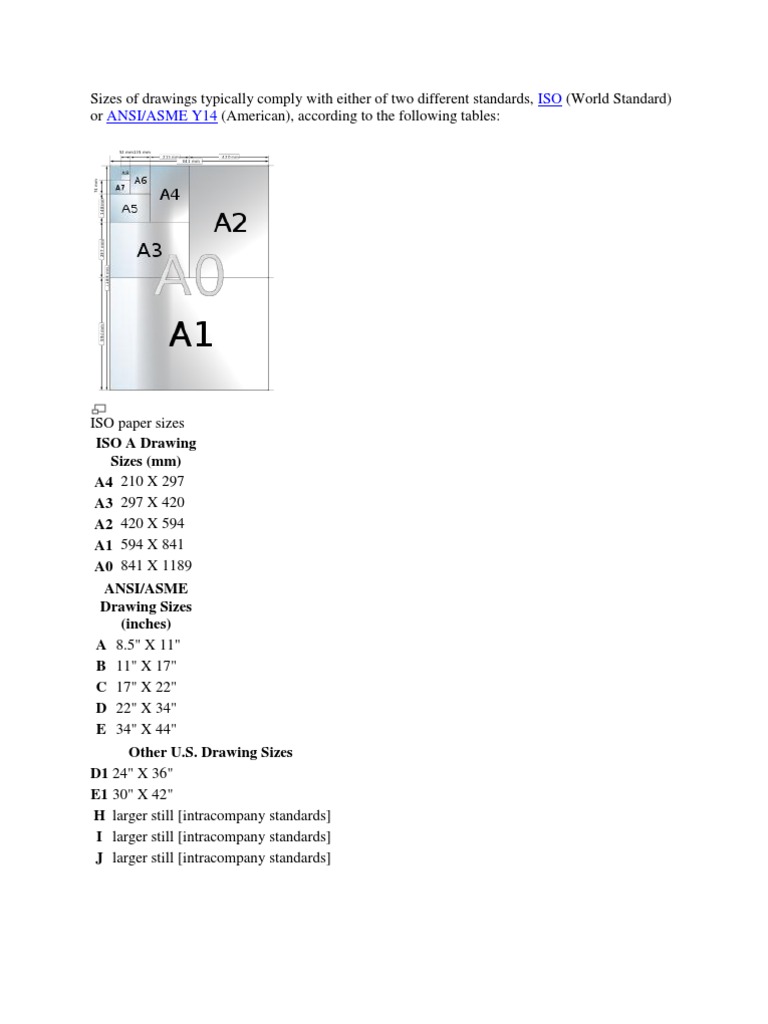 Drawing Sizes: ISO vs ANSI Standards | PDF