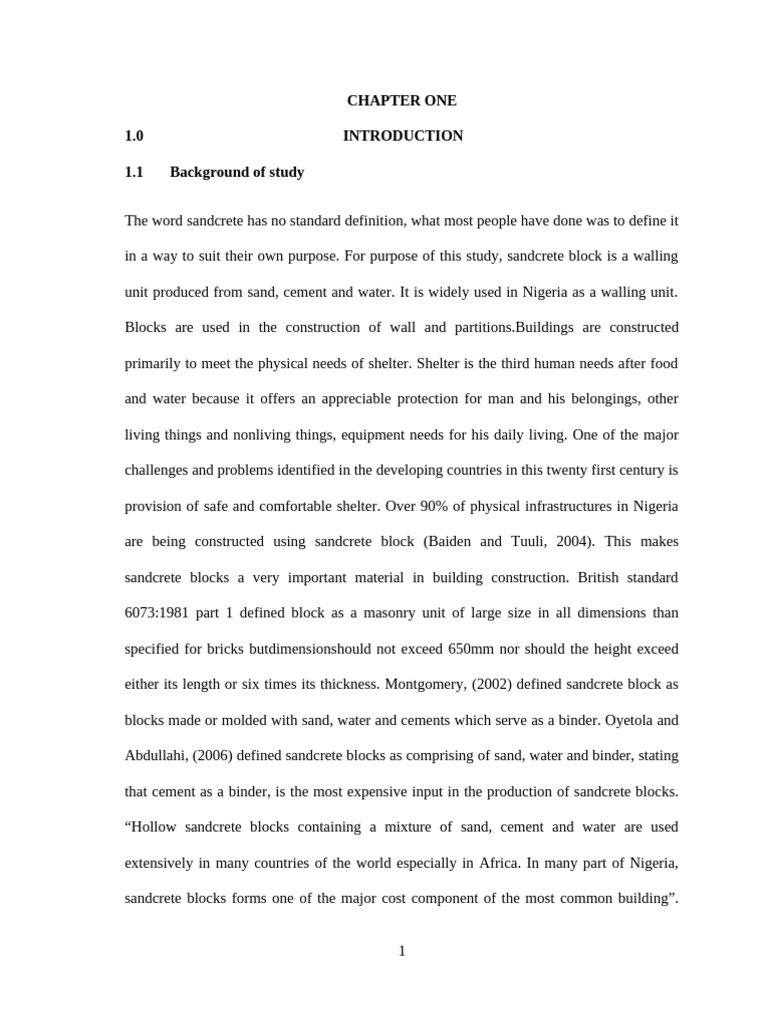 Umar SANDCRETE BLOCK IN BIDA | PDF | Cement | Building Insulation