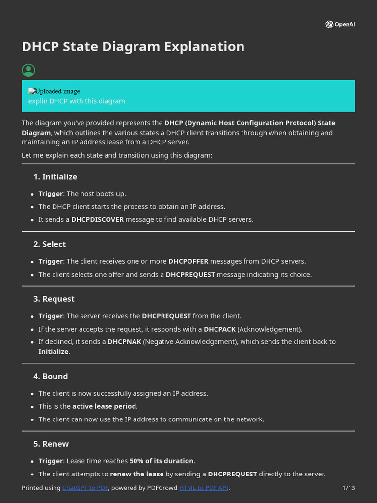 DHCP State Transition Diagram Explained | PDF | Quality Of Service ...