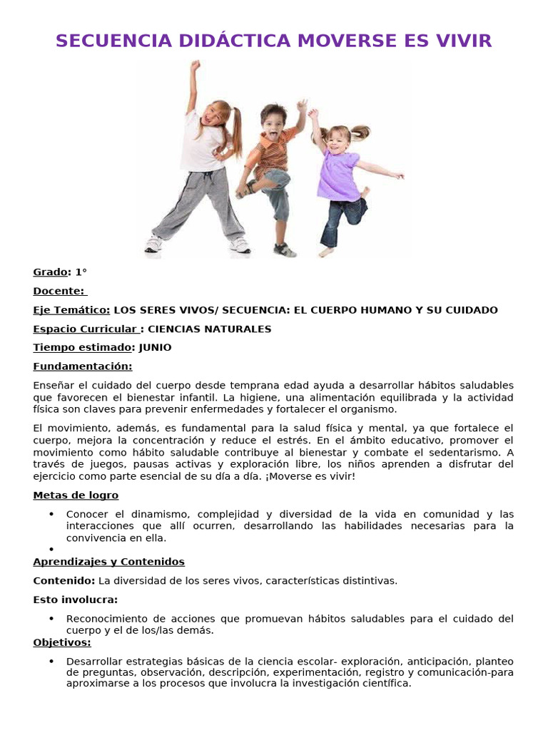 El Ejercicio Habito Saludable 1° | PDF | Enseñando | Observación