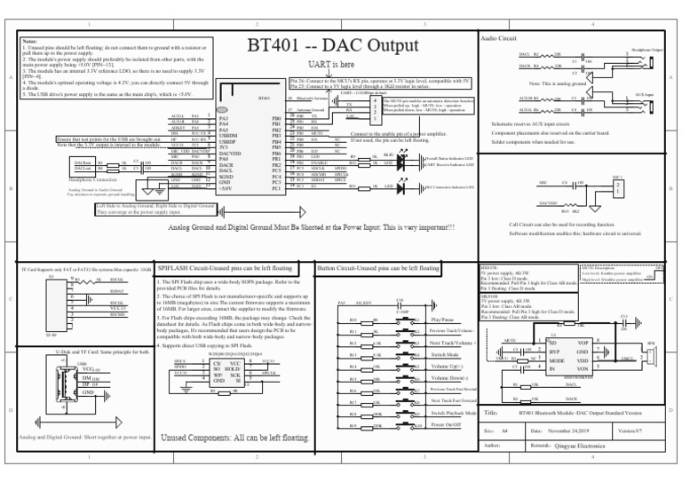 BT401 Bluetooth Module - DAC Output - BLE Schematic 3 - V7 | PDF ...