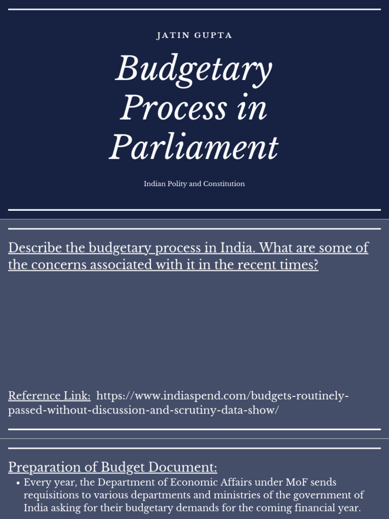 Classroom 0 Budgetary Process in India | PDF | Governance | Government