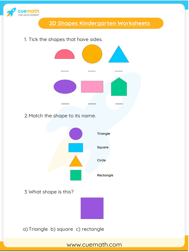 2d Shapes Kindergarten Worksheets - Worksheet 4 | PDF