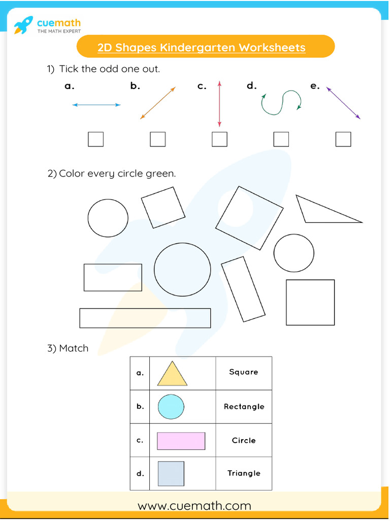 2d Shapes Kindergarten Worksheets - Worksheet 1 | PDF