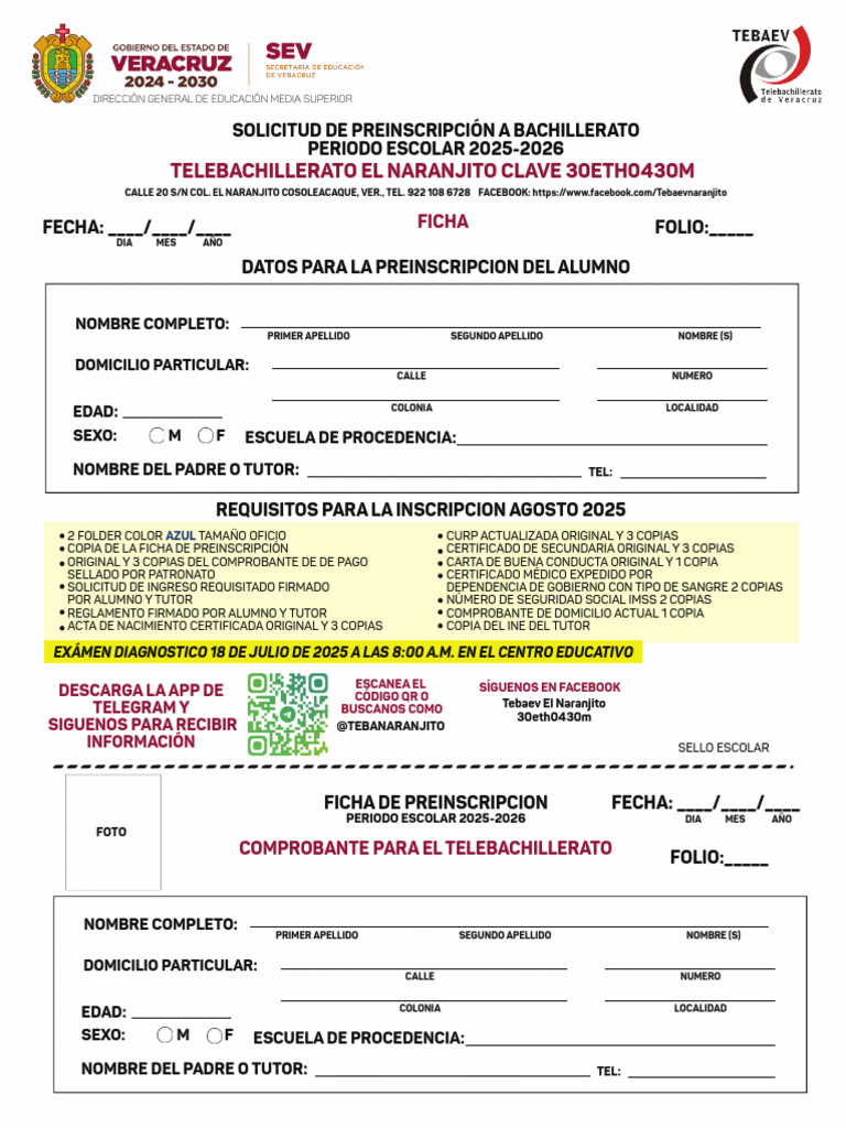 Hoja de Preinscripción | PDF