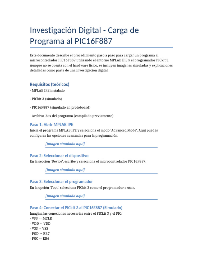 Investigacion PIC16F887 Simulada | PDF