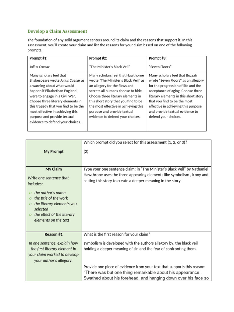 Claim Development for Literary Analysis | PDF