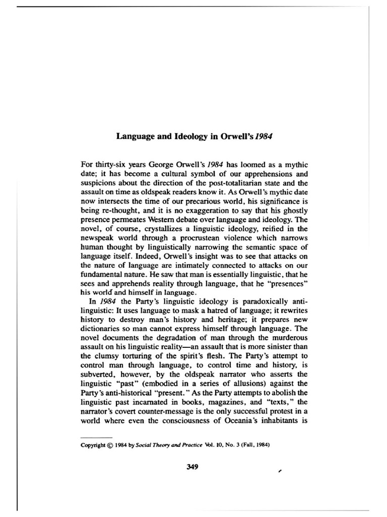 Language and Ideology in 1984 | PDF