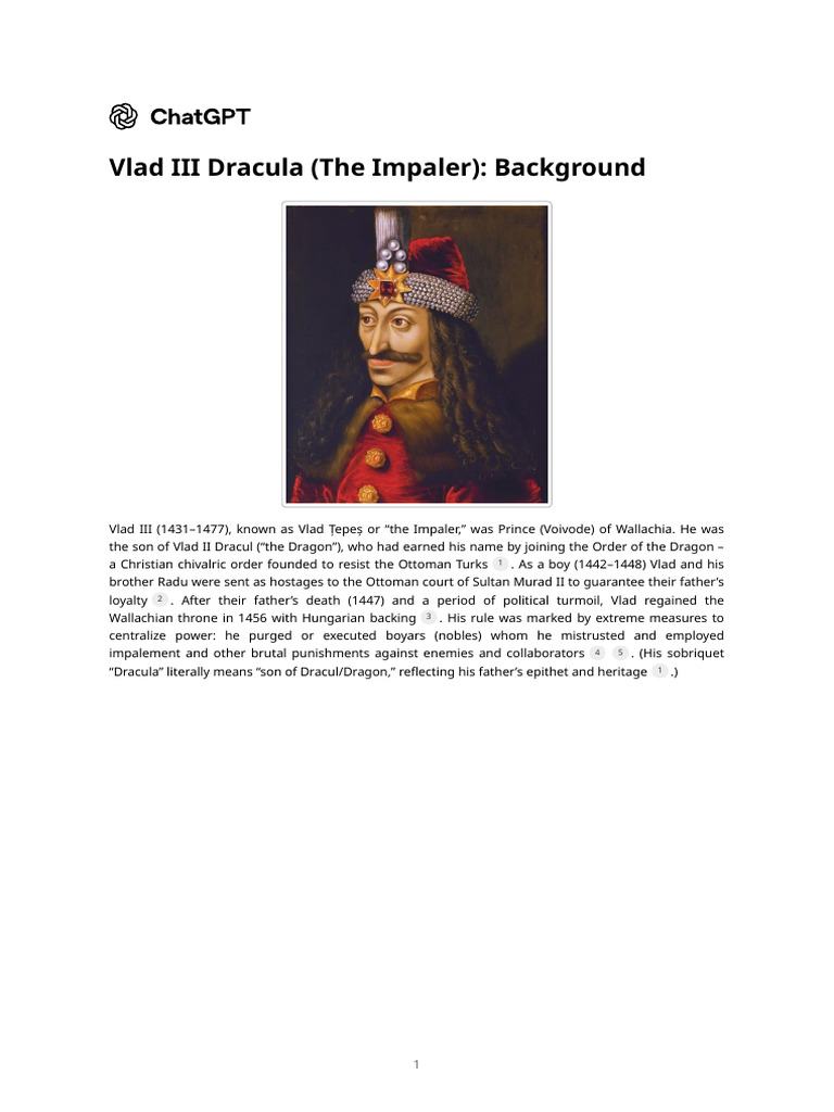 Vlad III Dracula (The Impaler) - Background | PDF | Vlad The Impaler