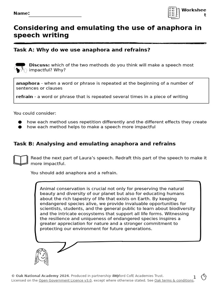 Speech Writing Worksheet | PDF