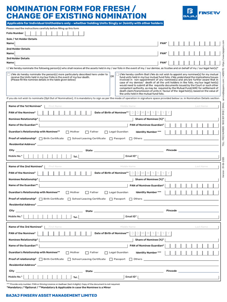 Nomination Form Instructions for Unitholders | PDF | Birth Certificate ...