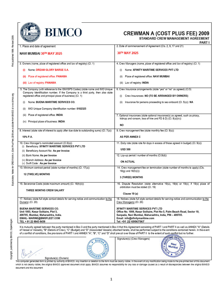 BIMCO CrewmanA BlackTextOnly | PDF | Insurance | Indemnity